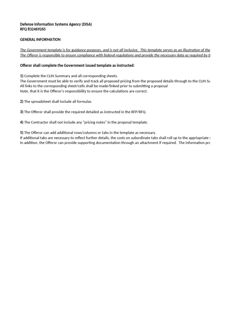 Attachment 5 - CLIN Pricing Worksheet - 832469265.1731524327349 | PDF ...