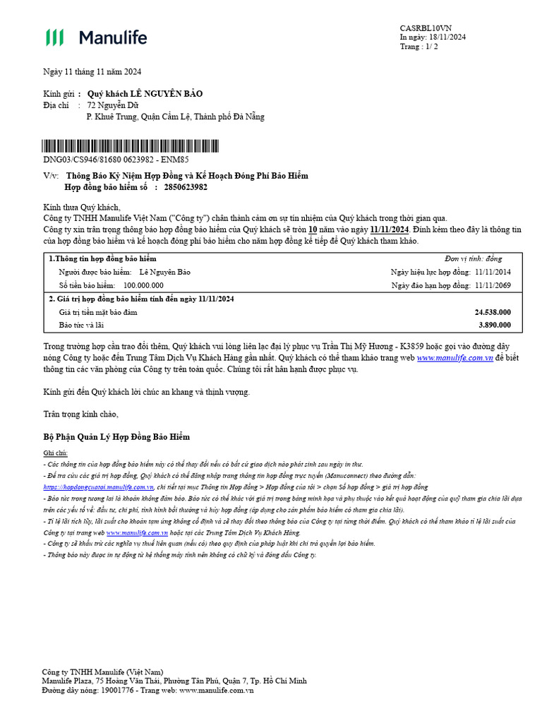 Thư Thông Báo - 20241112 PDF | PDF