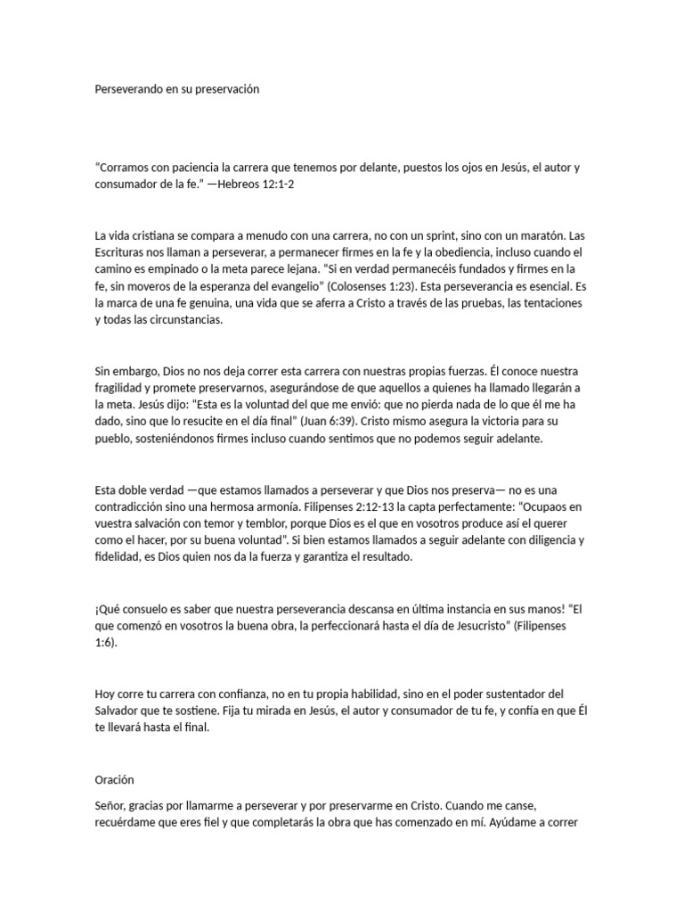 Perseverando en Su Preservación | PDF