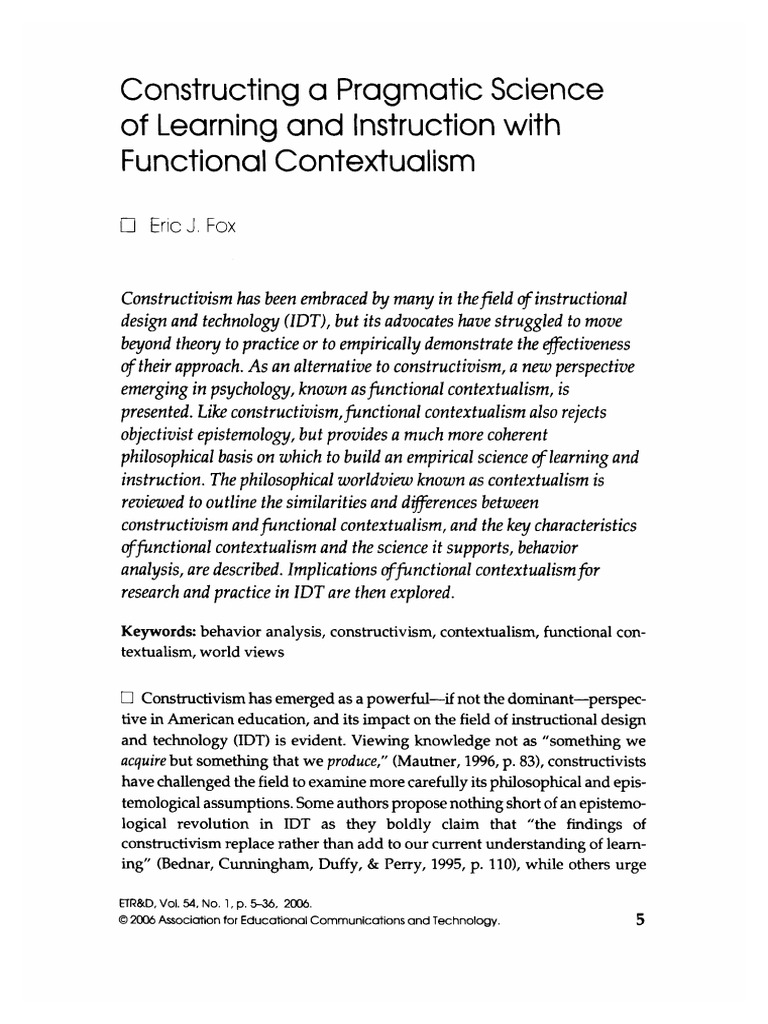 Constructing A Pragmatic Science of Learning and Instruction With ...