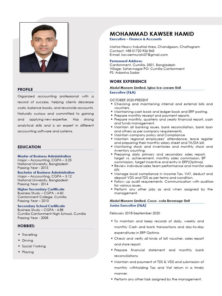 CV of Mohammad Kawser Hamid (4) - 2 | PDF | Money | Business