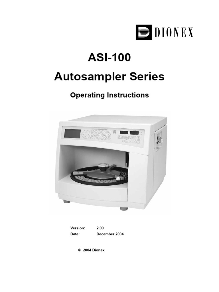 ASI-100 Autosampler - Manual | PDF | Cursor (User Interface ...