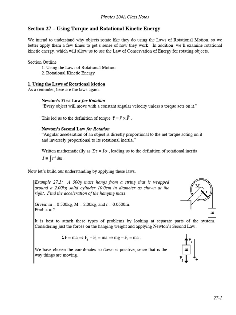 Section27 | PDF | Rotation Around A Fixed Axis | Torque