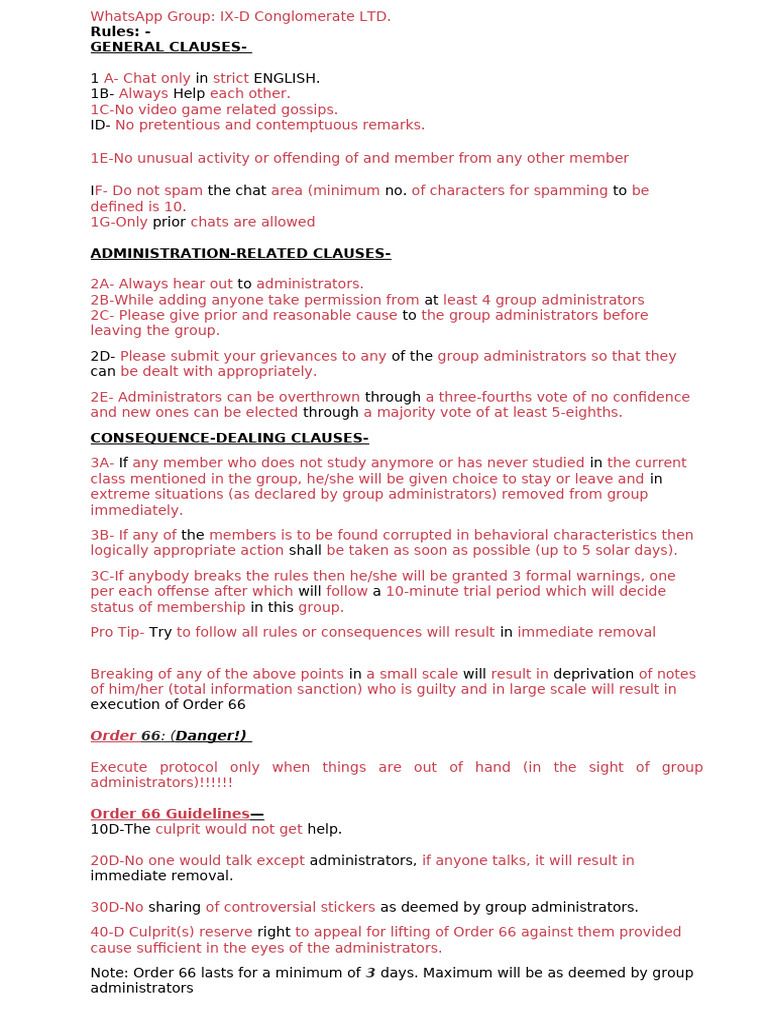 IX-D WhatsApp Group Guidelines | PDF
