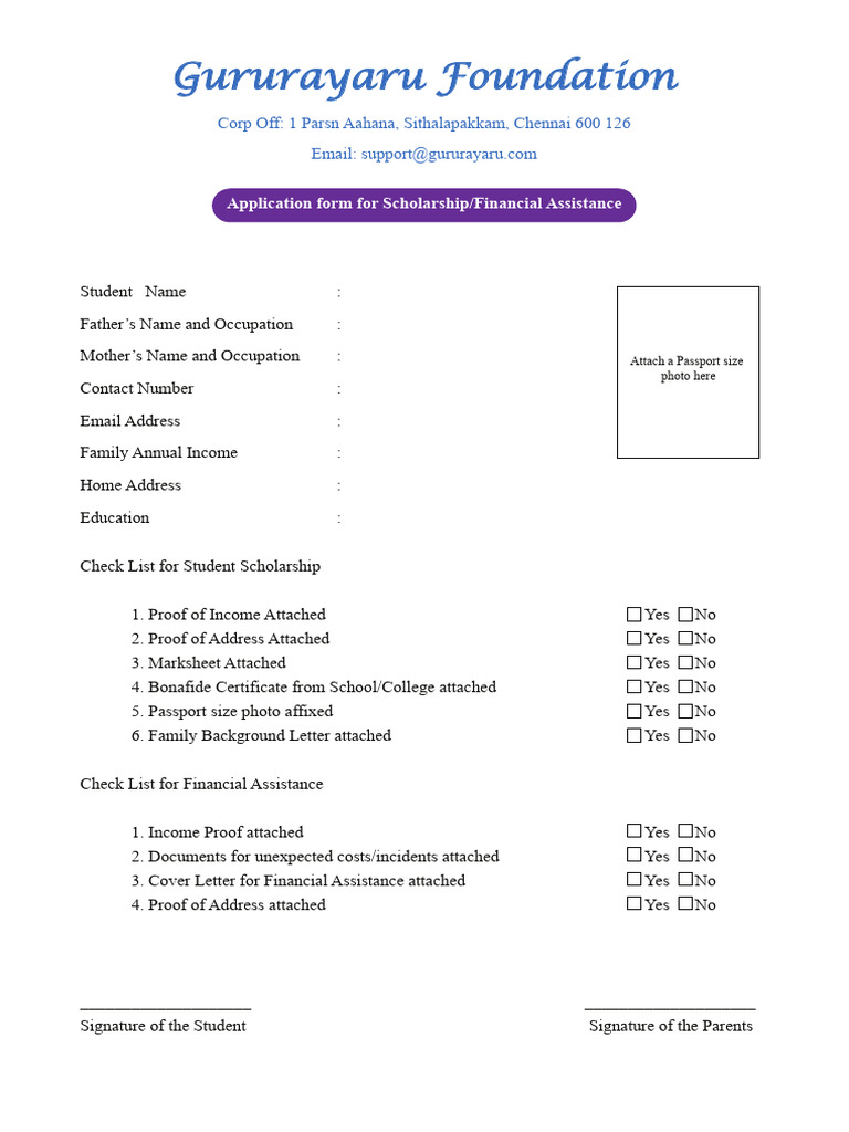 Gururayaru Foundation Application Form | PDF