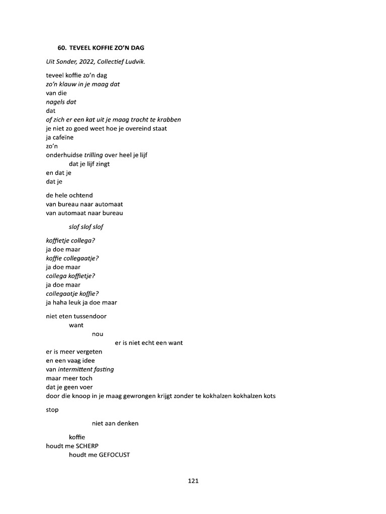 Monoloog 60, KOFFIE | PDF