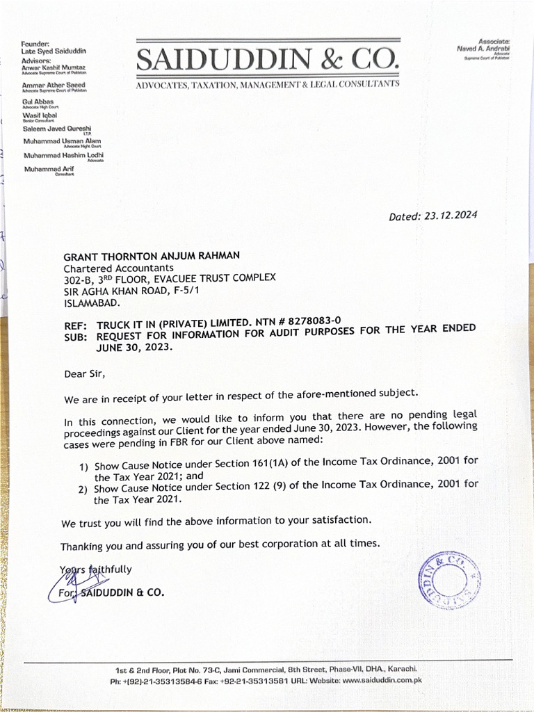 SAIDUDDIN & CO. - FY 23 | PDF