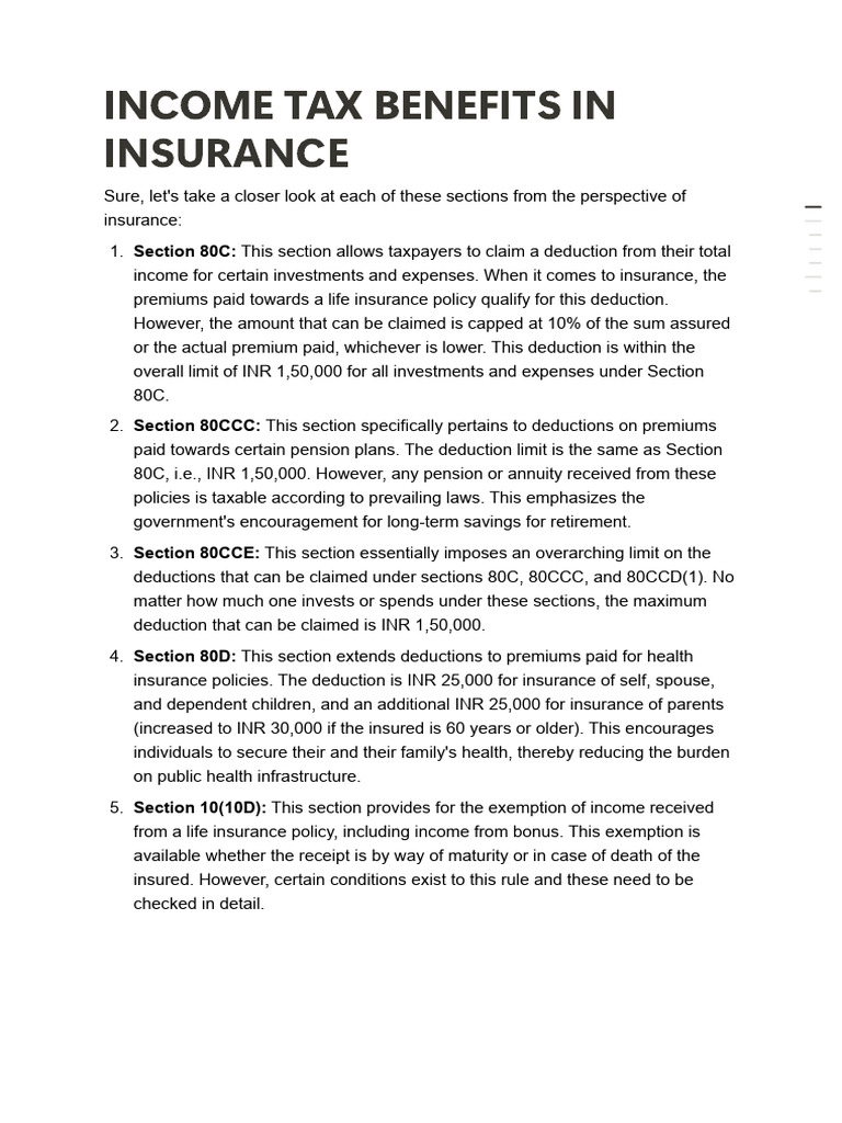 (3) Income Tax Benefits in Insurance | PDF | Tax Deduction | Tax Exemption