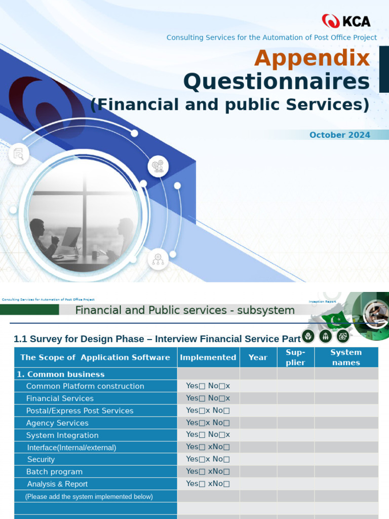 KCA-Consulting Questionnaire - KCA - v0.97 | PDF | Banks | Enterprise Resource Planning