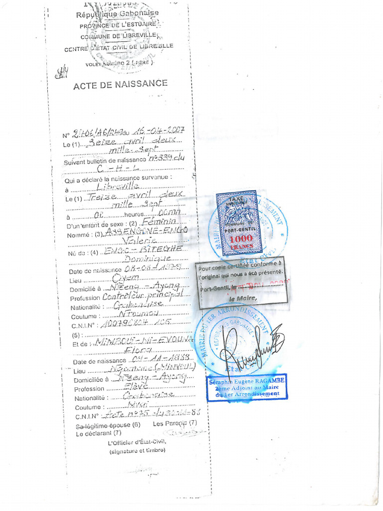 Acte de Naissance | PDF