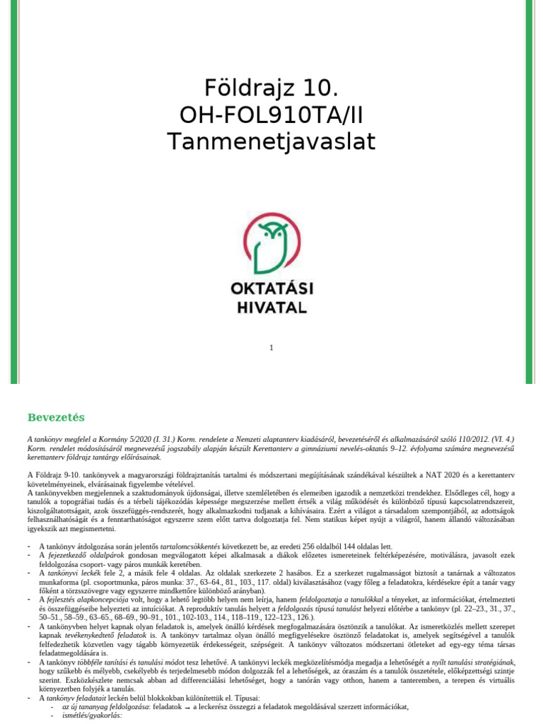 OH-FOL910TA II Foldrajz 10 Tanmenet | PDF
