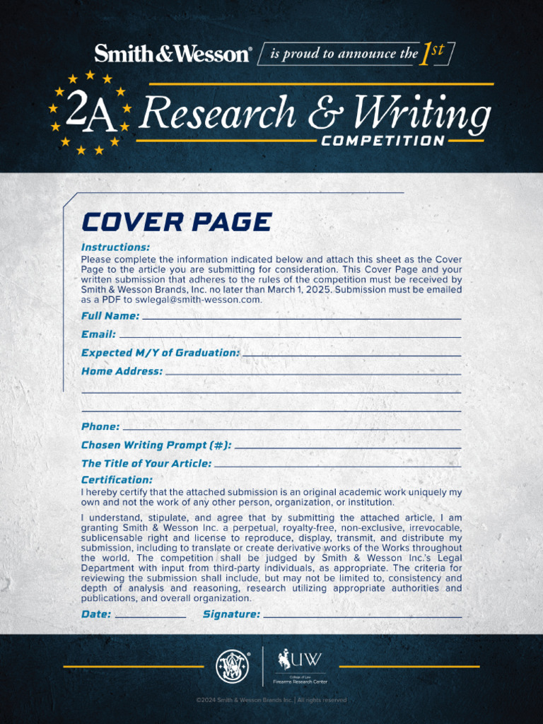 2024-2025 Smith & Wesson 2A Research & Writing Competition | PDF