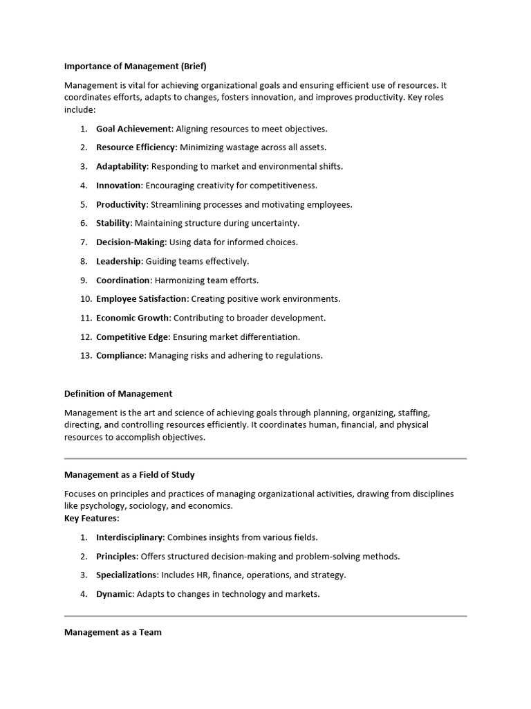 Key Roles and Importance of Management | PDF | Goal Setting | Goal