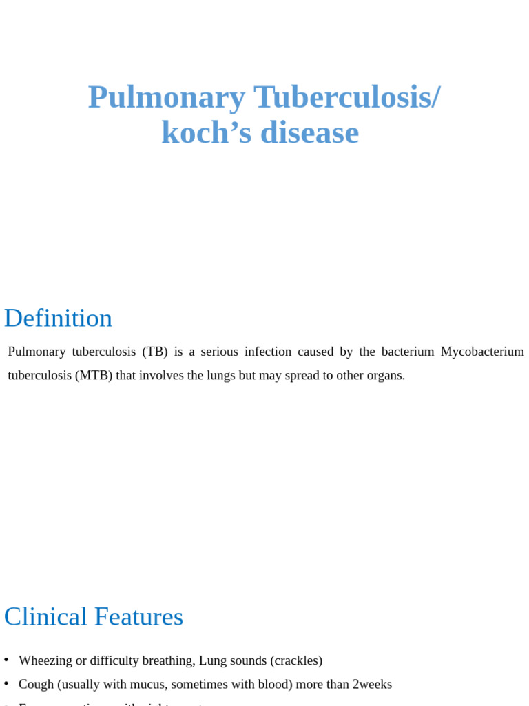 Pulmonary TB: Diagnosis & Treatment | PDF | Tuberculosis ...