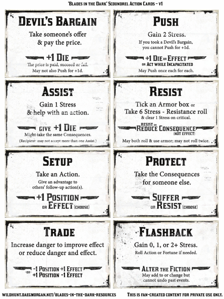 Scoundrel Action Cards Cardstock Sheets v1 | PDF