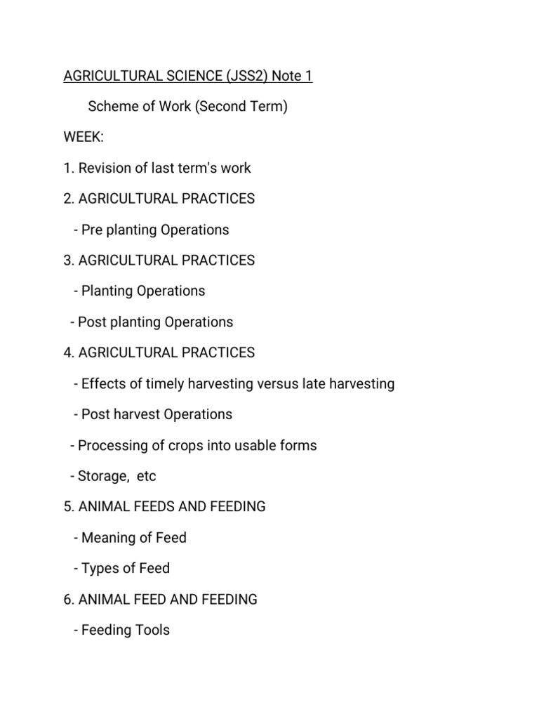Agricultural Practices for JSS2 | PDF | Soil | Mulch