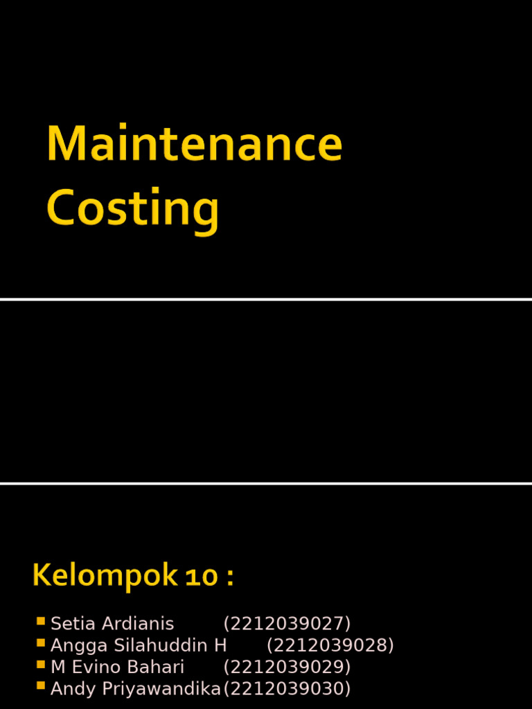 10 Maintenance Costing | PDF