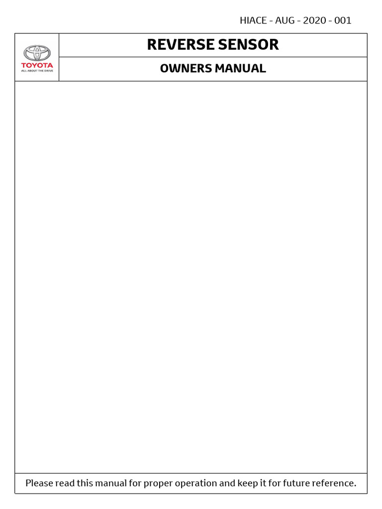 Reverse Sensor Hiace | PDF