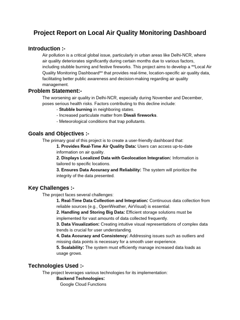 Local Air Quality Monitoring Dashboard | PDF | Air Pollution | Computing