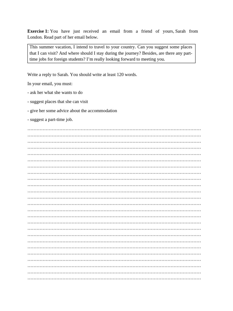 Email Writing Exercises for ESL Students | PDF
