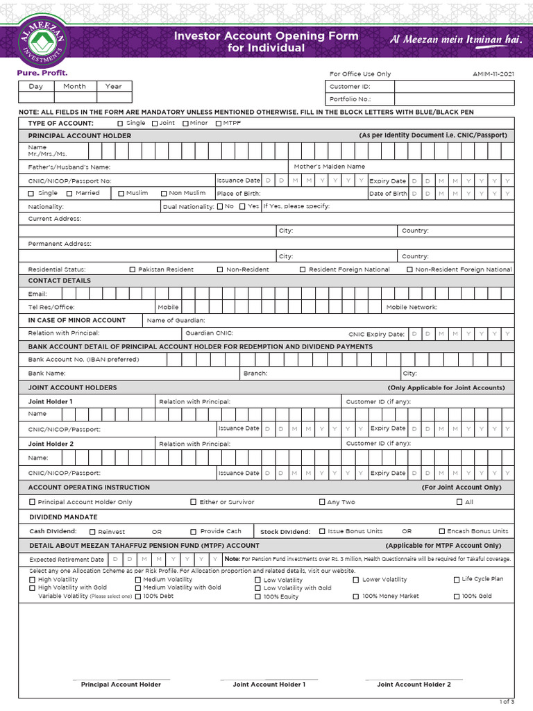 Account Opening Form Amim | PDF | Investing | Taxes