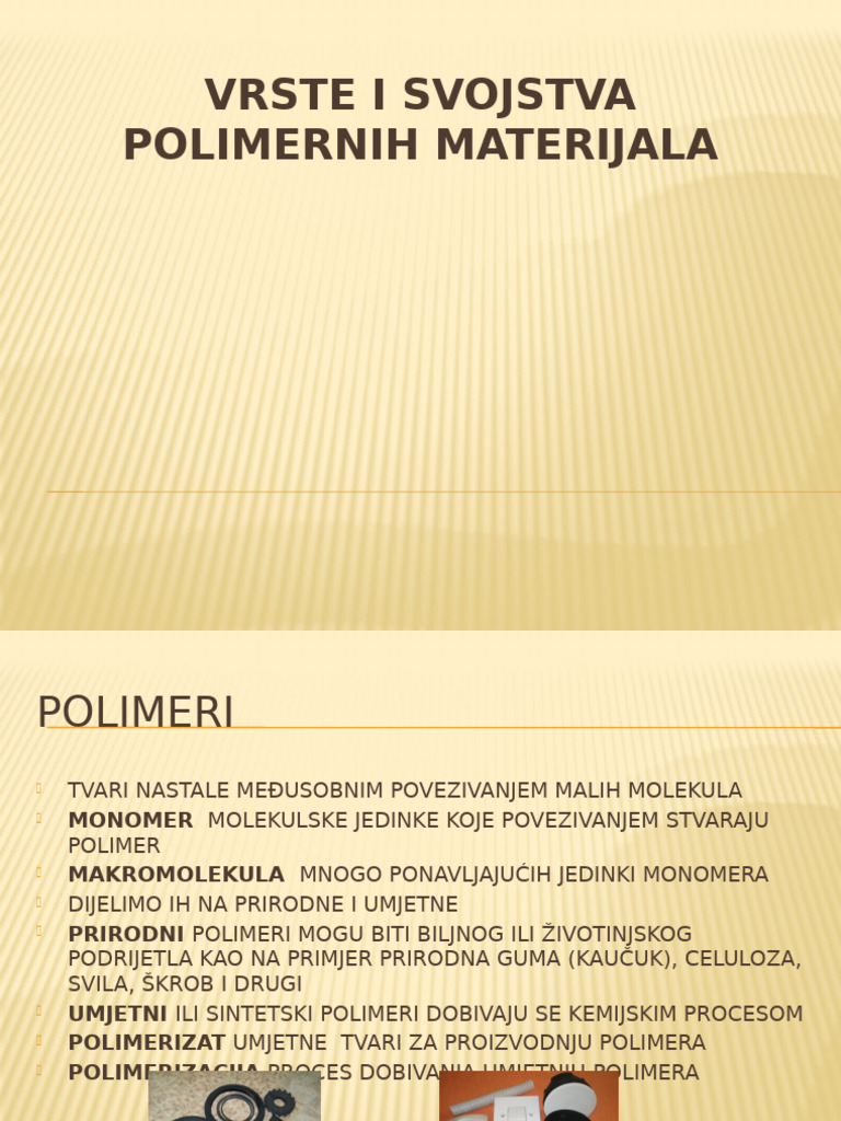 1. Vrste i svojstva polimernih materijala | PDF