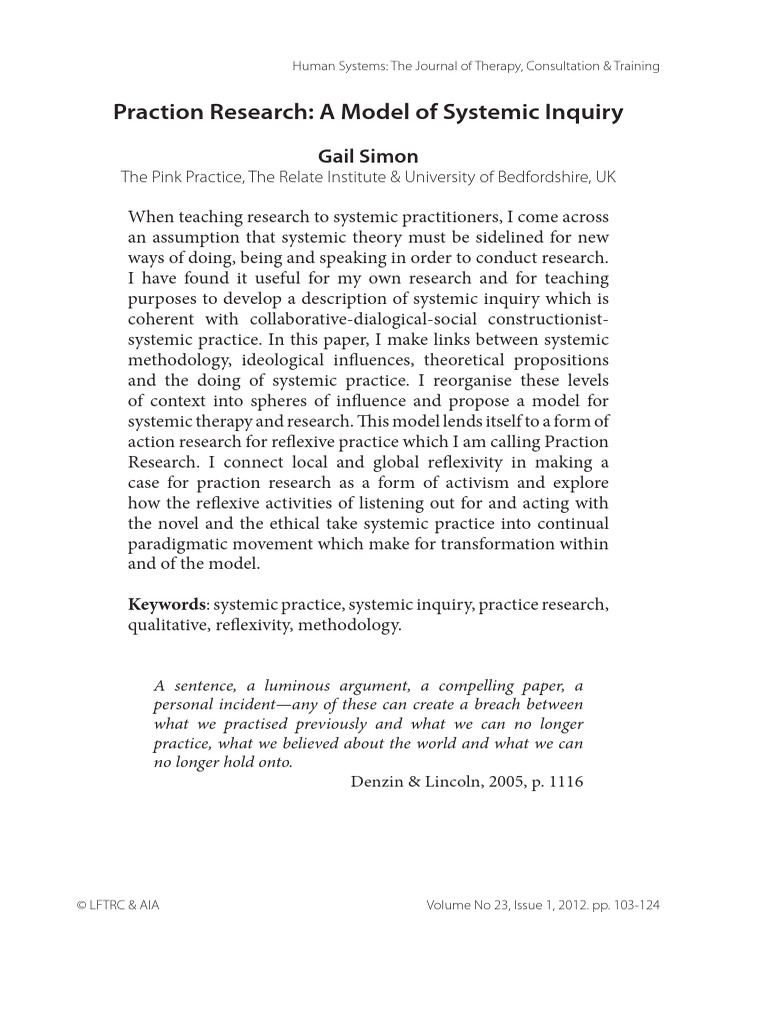 Praction Research A Model of Systemic in | PDF | Social Constructionism ...