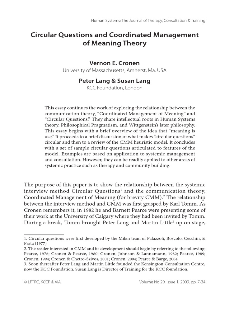 01 CRONEN LANG LANG - Circular Questions 2 | PDF | Psychological ...