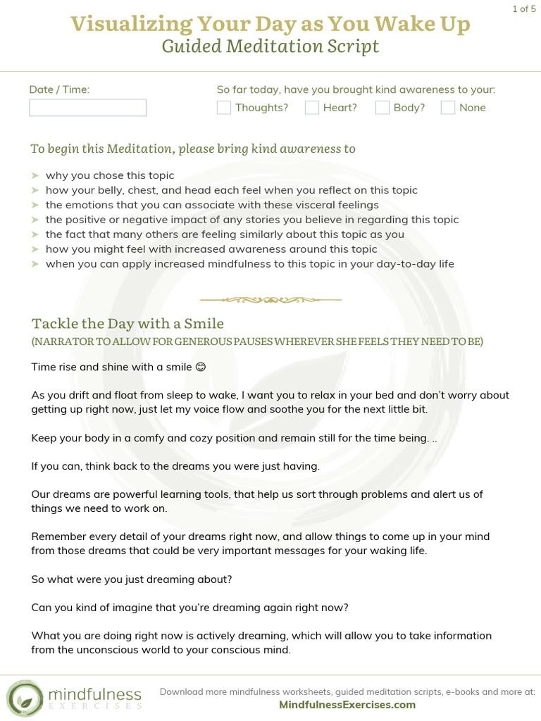 Guided Meditation Script: To Begin This Meditation, Please Bring Kind ...