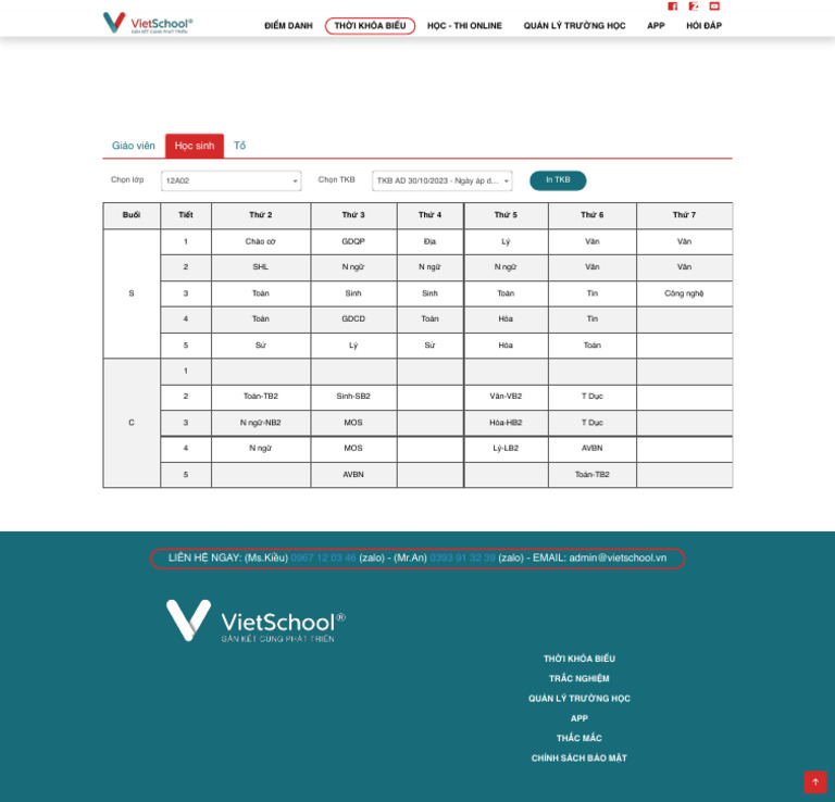 Tra Cứu Thời Khóa Biểu - VietSchool.vn | PDF