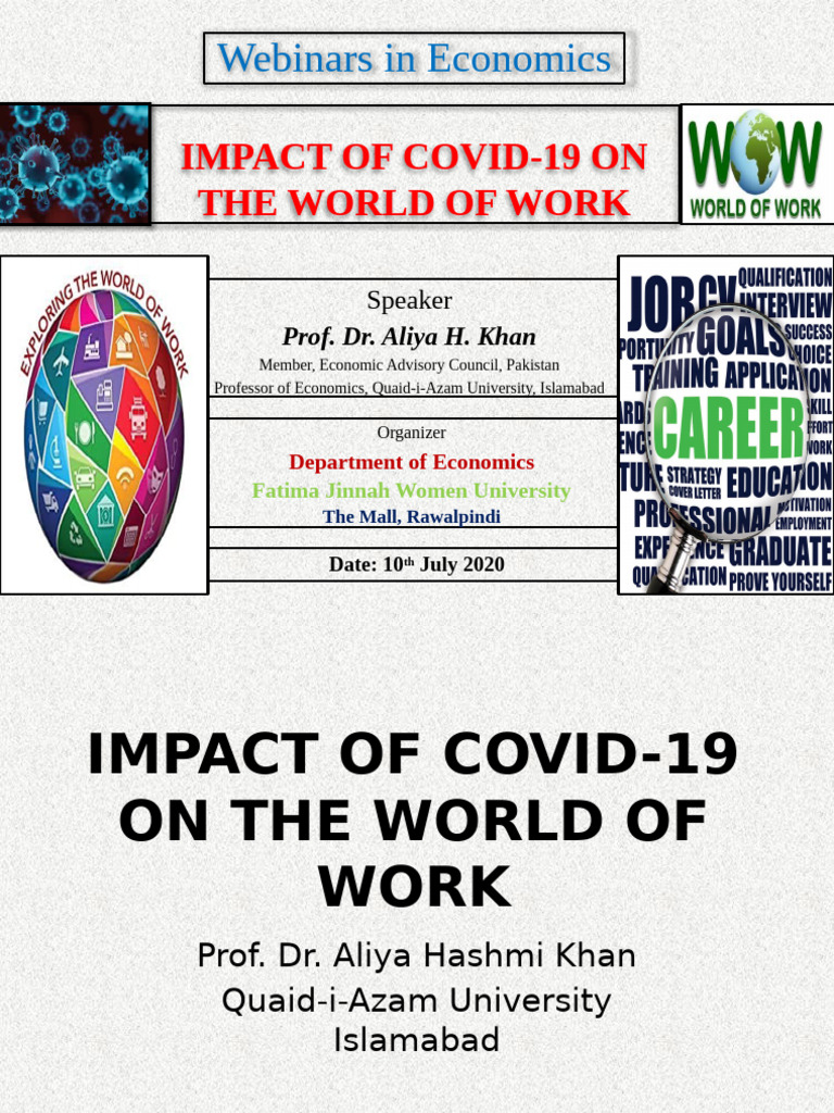 Impact of COVID-19 On The World of Work - FJWU Webinar - Dr. Aliya H. Khan | PDF | Labour ...
