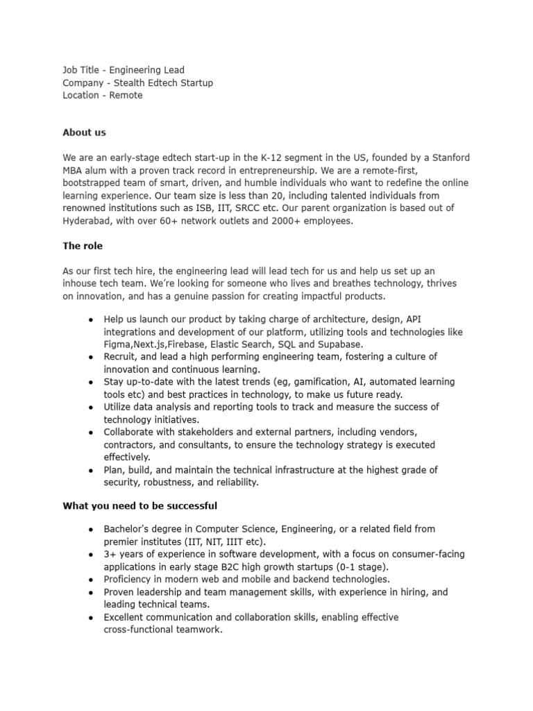 Engineering Lead | PDF