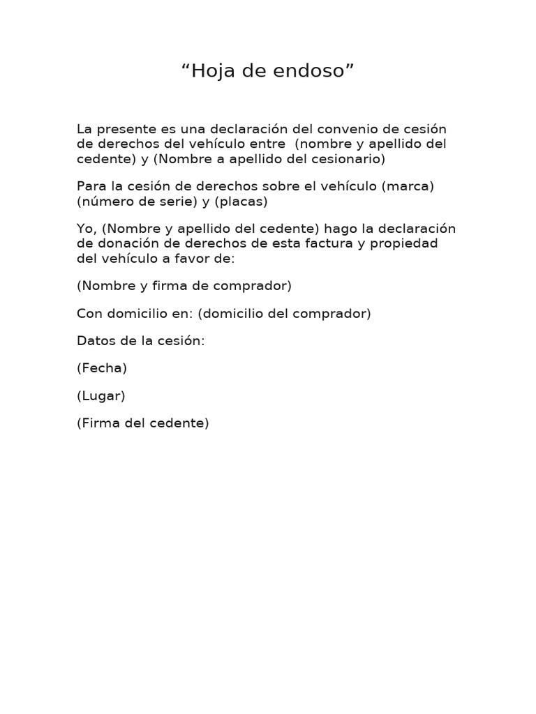 Hoja de Endoso | PDF
