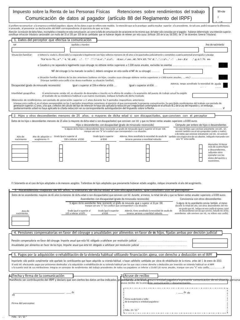Mod. 145 | PDF | Invalidez | Impuestos