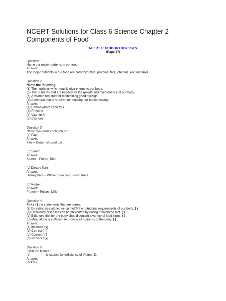 Class 6 Science Ch 2 Solutions PDF | PDF