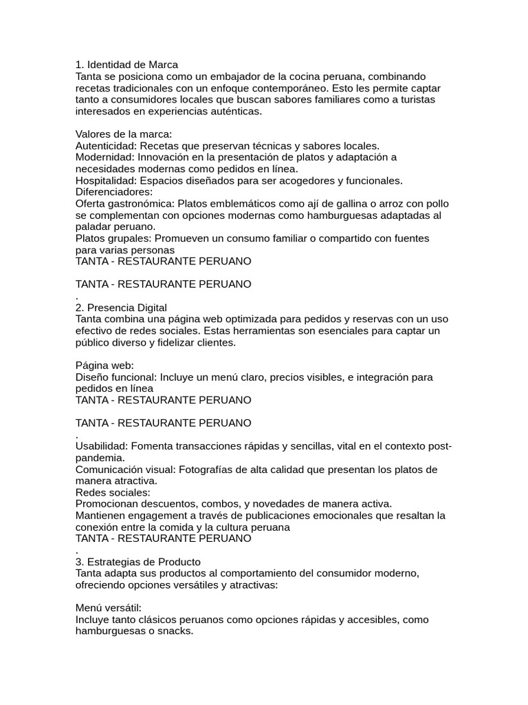 TANTA | PDF | Marca | Restaurantes