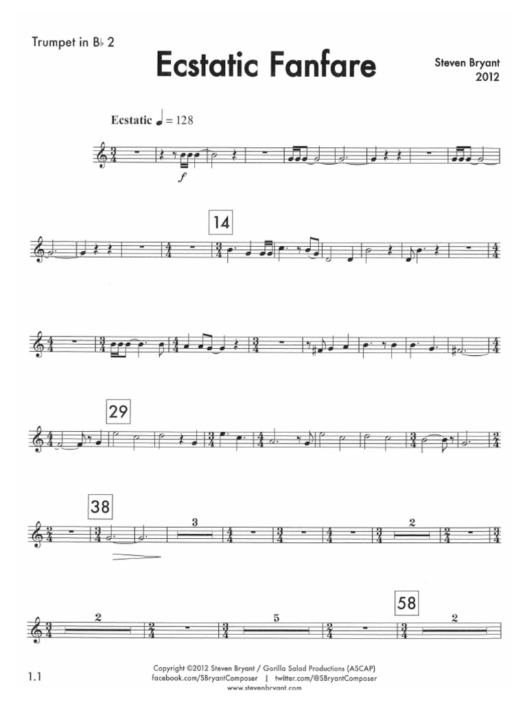Copy of Ecstatic Fanfare- Trumpet 2 | PDF