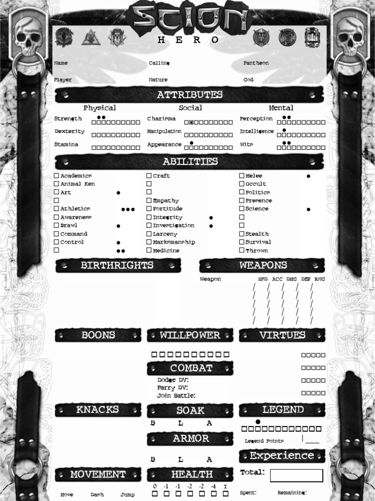 Scion Char-Sheet - Trevor | PDF