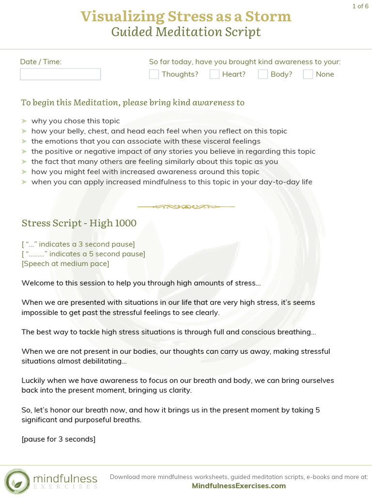 Storm Visualization for Stress Relief | PDF | Meditation | Breathing