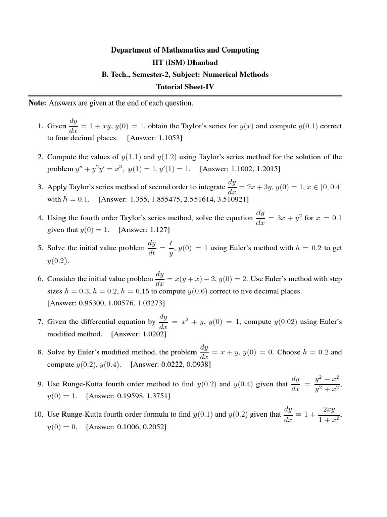 Tutorial-4 1 | PDF | Computational Science | Numerical Analysis