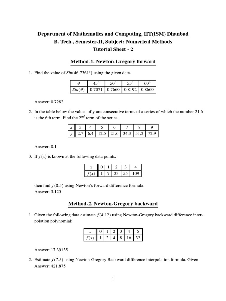 Tutorial-2 | PDF | Finite Difference | Interpolation