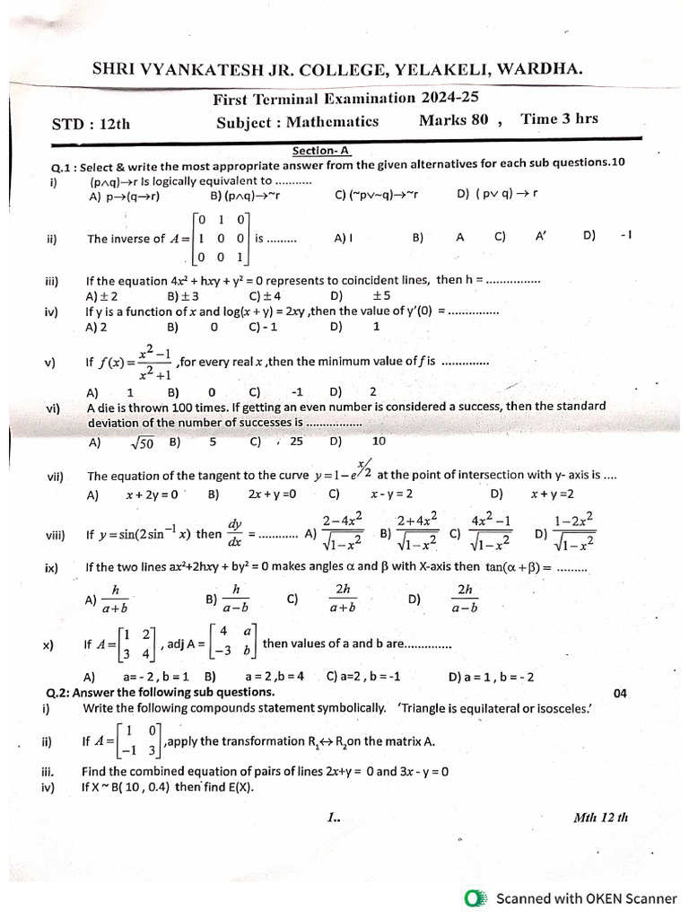 12th Maths | PDF