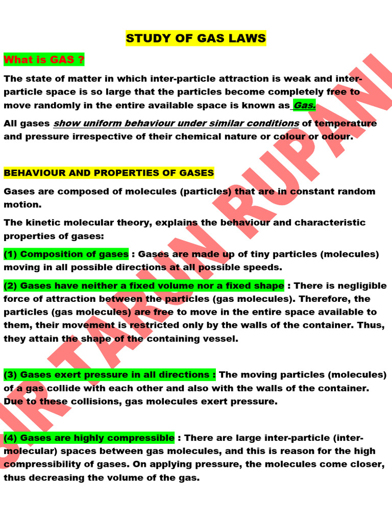 2408151208035013946Study of Gas Laws | PDF | Gases | Temperature