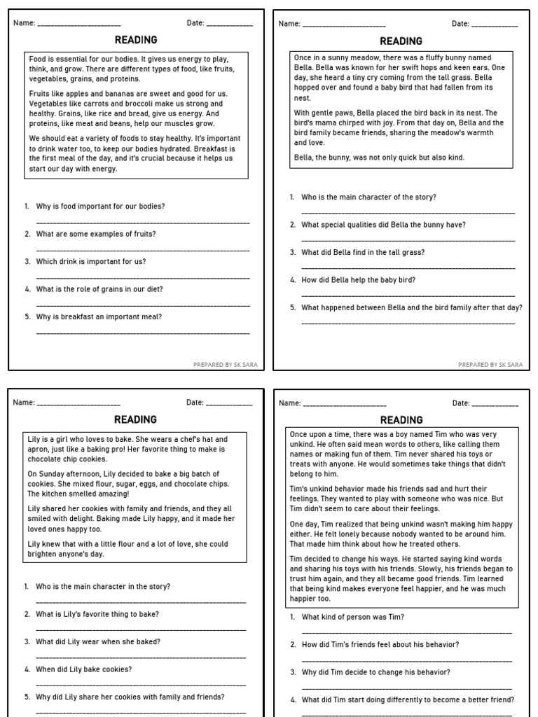READING COMPREHENSION | PDF | Foods | Meal