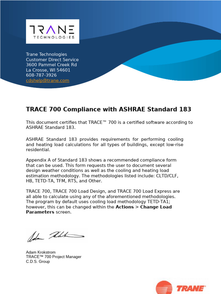 T700 ASHRAE 183 Compliance | PDF