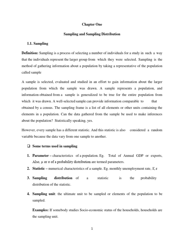 Chapter one_Sampling | PDF | Sampling (Statistics) | Probability Distribution
