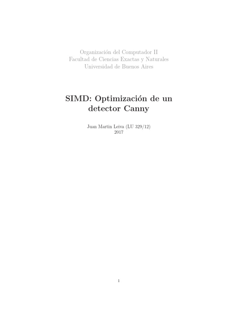 Leiva SIMD Optimizacion de Un Detector Canny Informe | PDF | Distribución normal | Matriz ...