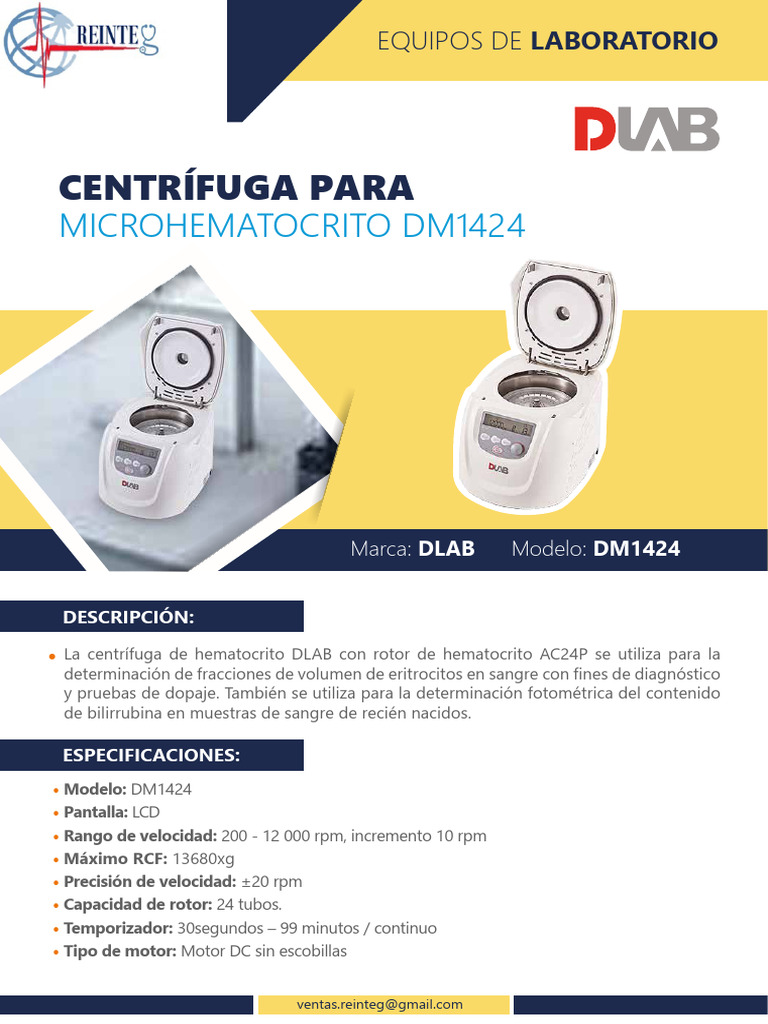 Centrífuga Microhematocrito - Dlab DM1424 | PDF