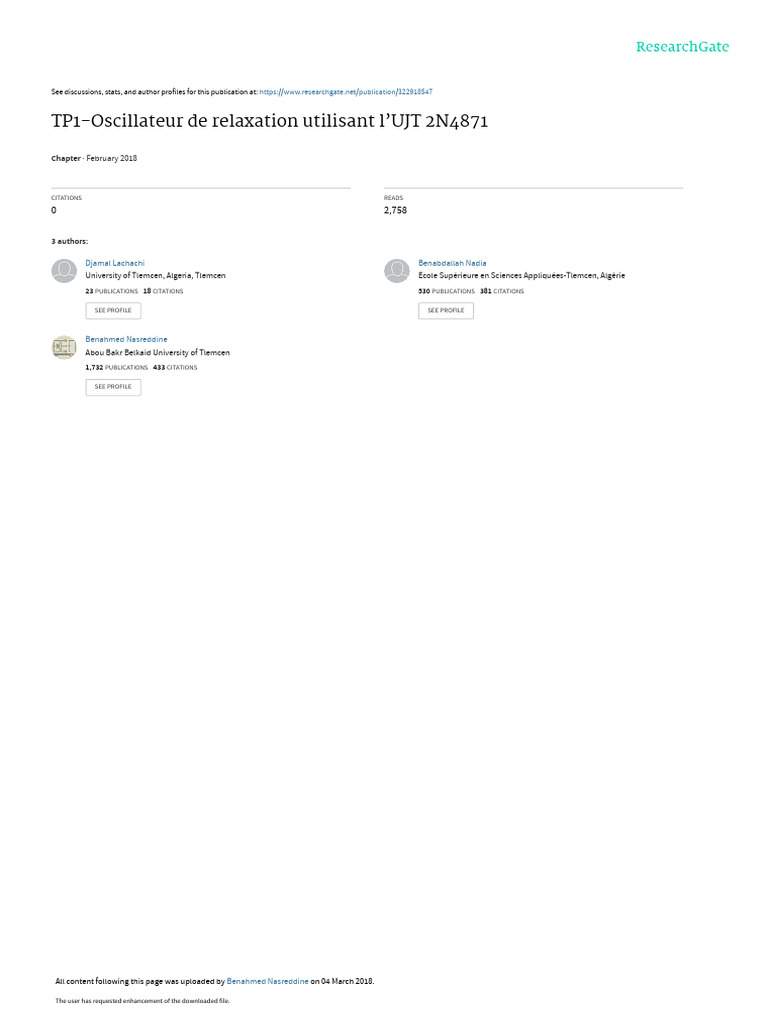TP1 OscillateurderelaxationutilisantlUJT2N4871 | PDF