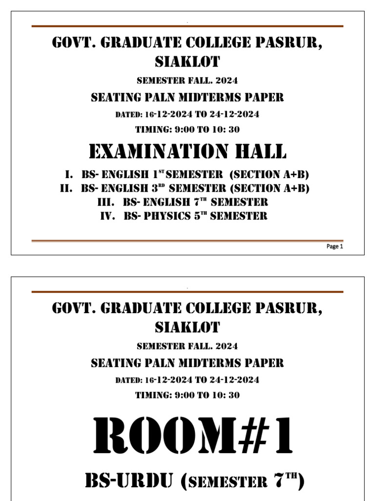 Seating Plan First Session.2024 | PDF